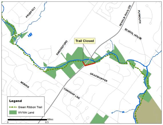 Green Ribbon Trail Section Closed for U.S. 202 Reconstruction Project